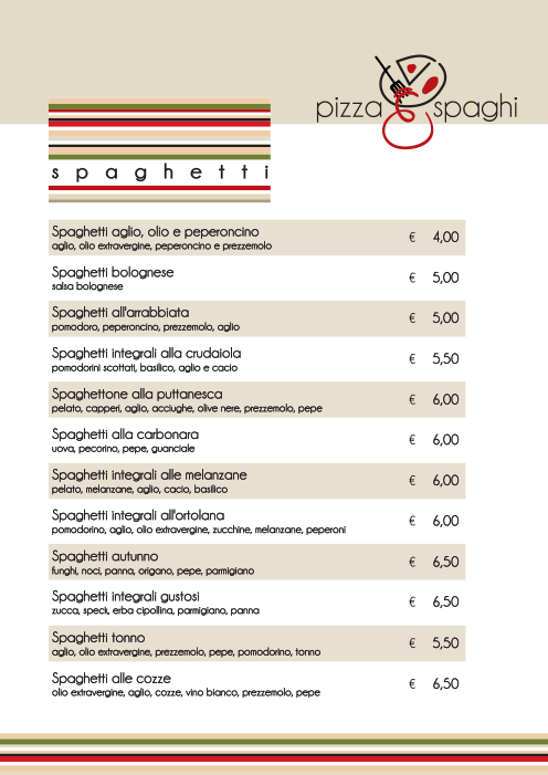 Pizza & Spaghi - Menù