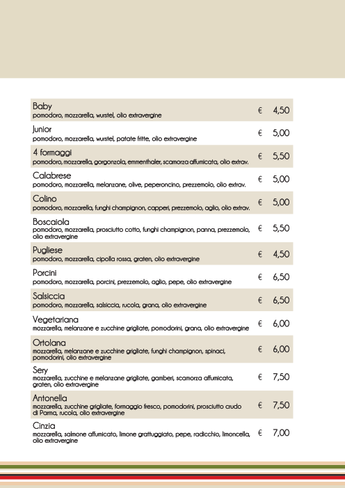 Pizza & Spaghi - Menù
